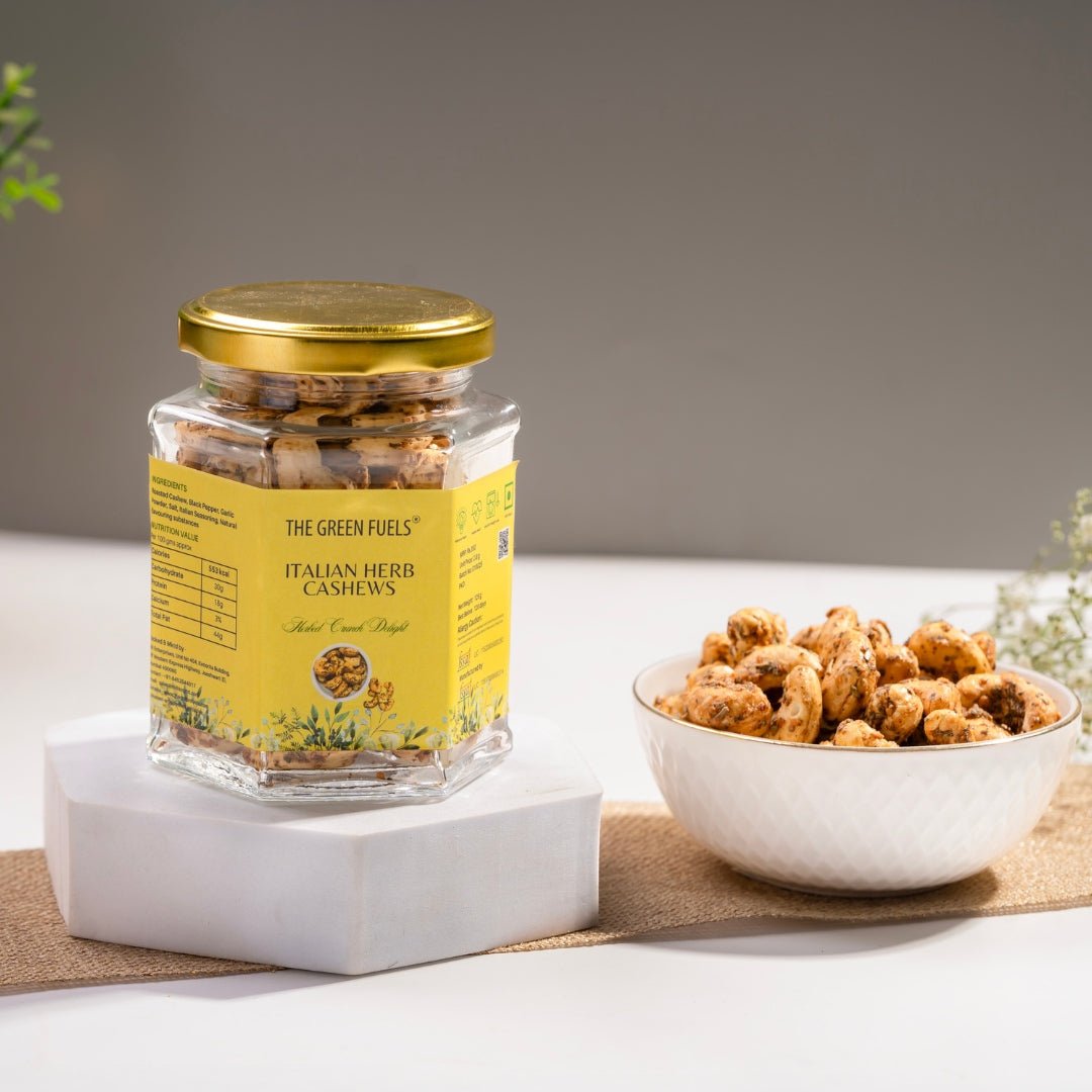 Italian Herb Cashews 125g | Premium Roasted Nuts TGF – thegreenfuels.com